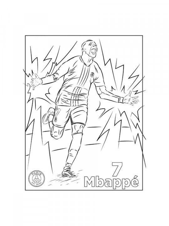 Раскраски Килиан Мбаппе - распечатать в формате А4